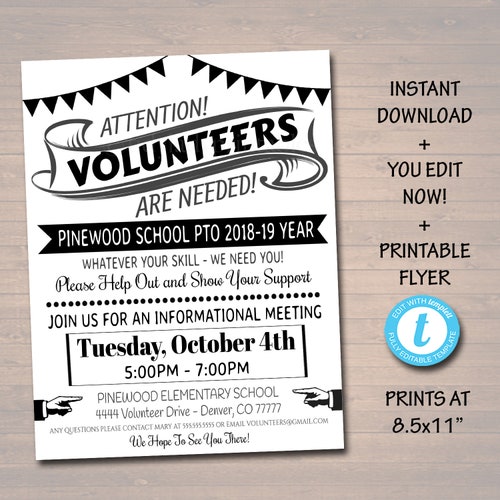 EDITABLE PTO PTA Recruitment Flyer Printable Handout School - Etsy