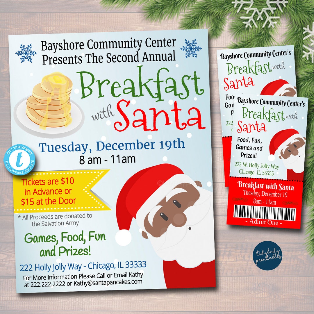 EDITABLE Breakfast With Santa Flyer & Tickets Breakfast With Santa ...