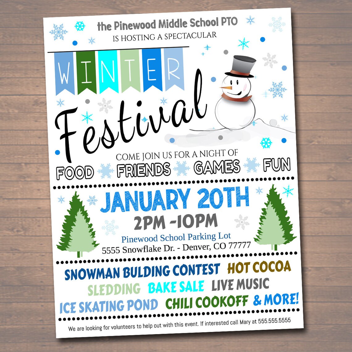 Editable Winter Festival Flyer: School Community Event (digital ...