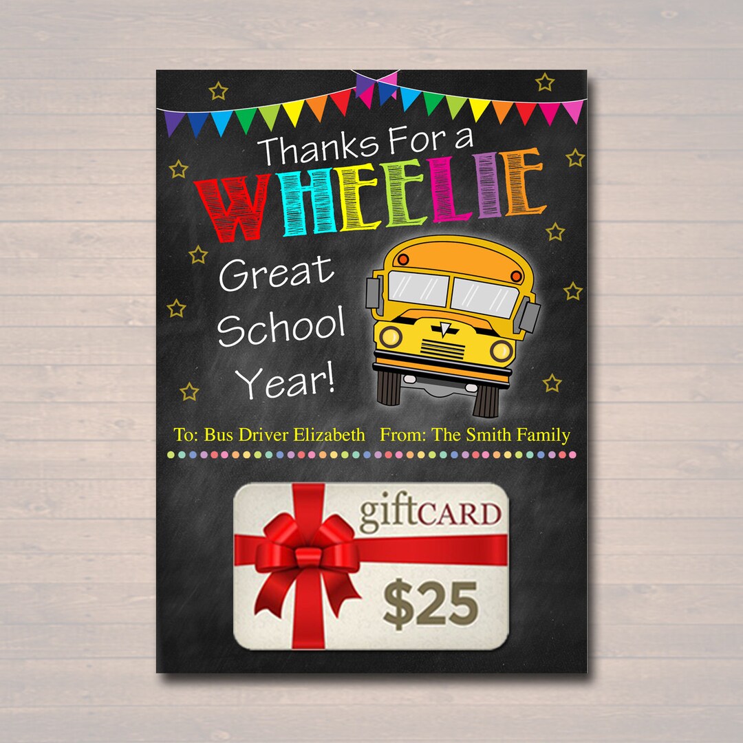 Editable Bus Driver Gift Card Holder: End of School Year Thank You ...