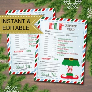 EDITABLE Elf Report Card, Elf Letters, Elf Letters, Notes From the Elf ...