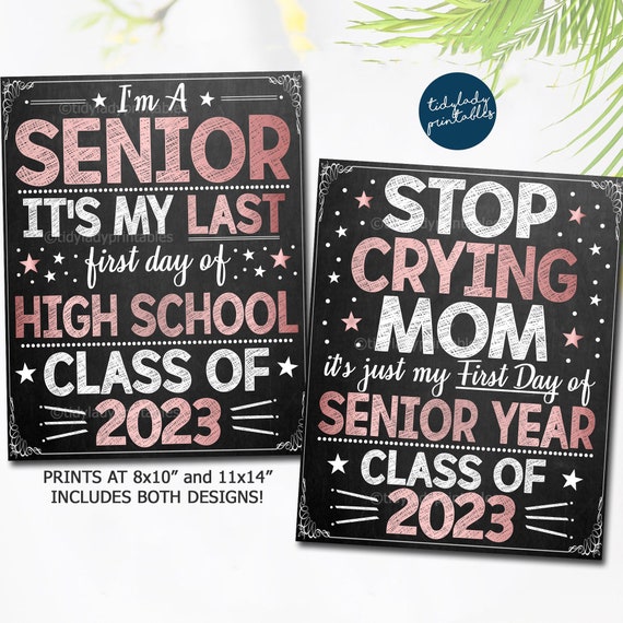 First Day of Senior Year Sign Girl Pink First Day of 12th Grade Sign ...