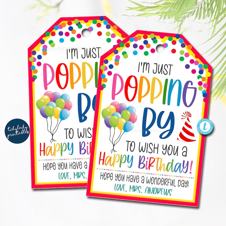 Happy Birthday Pop It Tag Birthday Tag Primary Poppin - Etsy