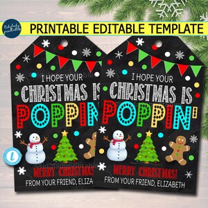 Christmas Pop It Gift Tags, Poppin Gift Labels Merry Christmas Teacher ...