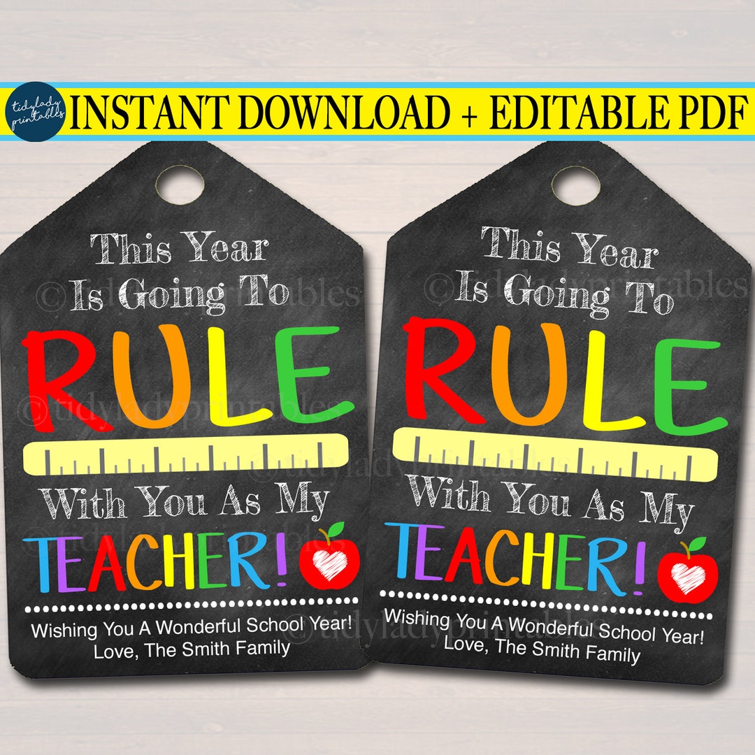 Editable Teacher Ruler Gift Tags: First Day of School Printable (PDF ...