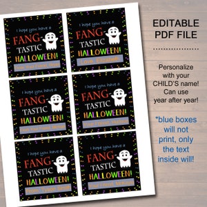 EDITABLE Fang Tags, INSTANT DOWNLOAD, Printable Kids Non-candy Gift ...