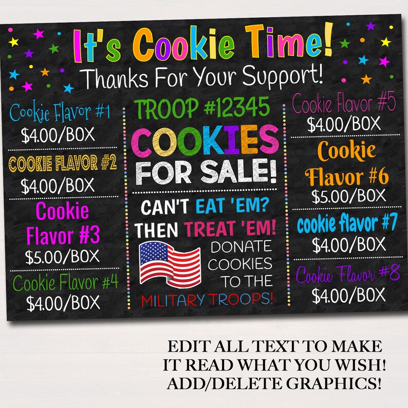 EDITABLE Cookie Booth Sign, Digital File, Troop Leader, Cookie Banner ...