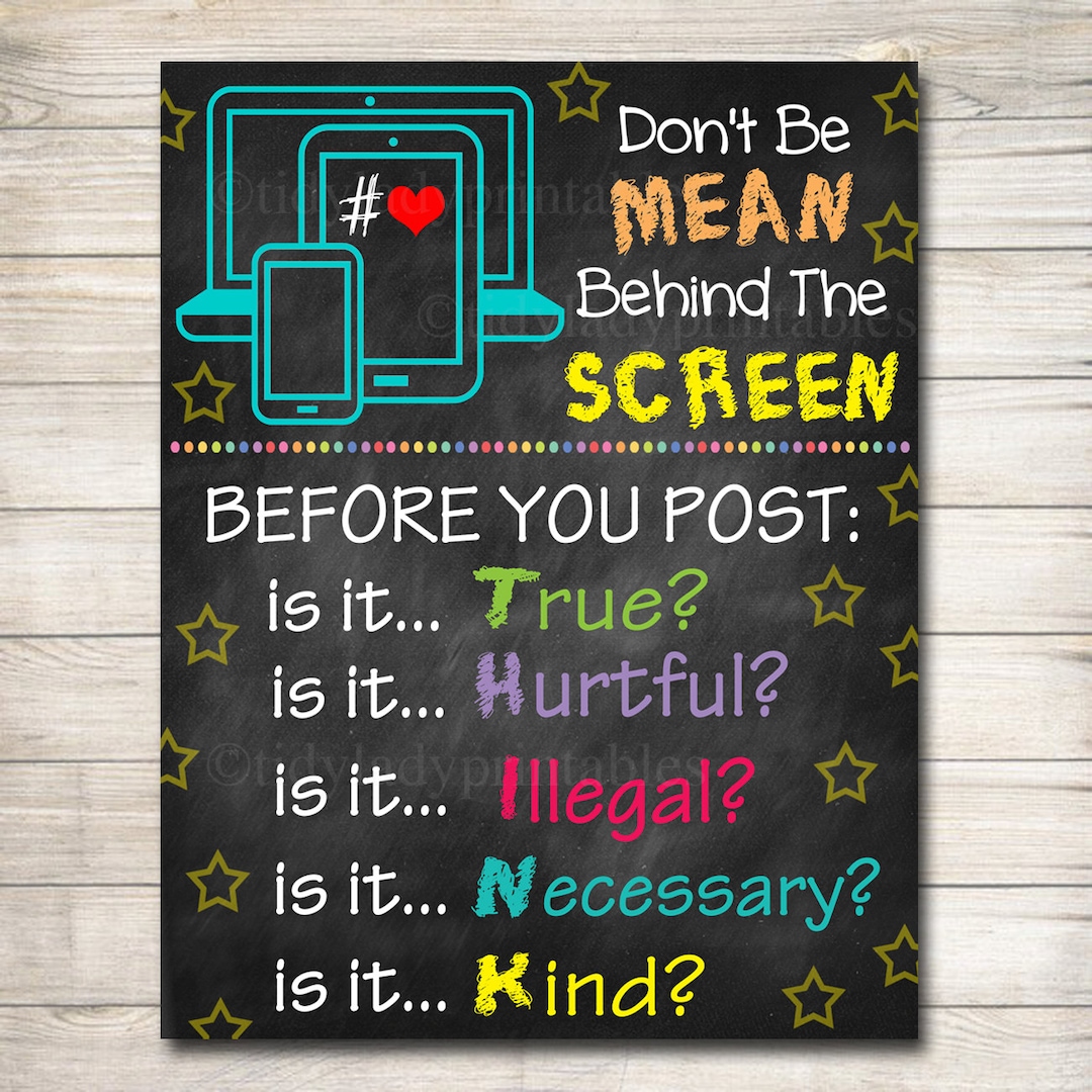 Anti Cyber Bully Poster Classroom Decor Counselor Office Poster ...