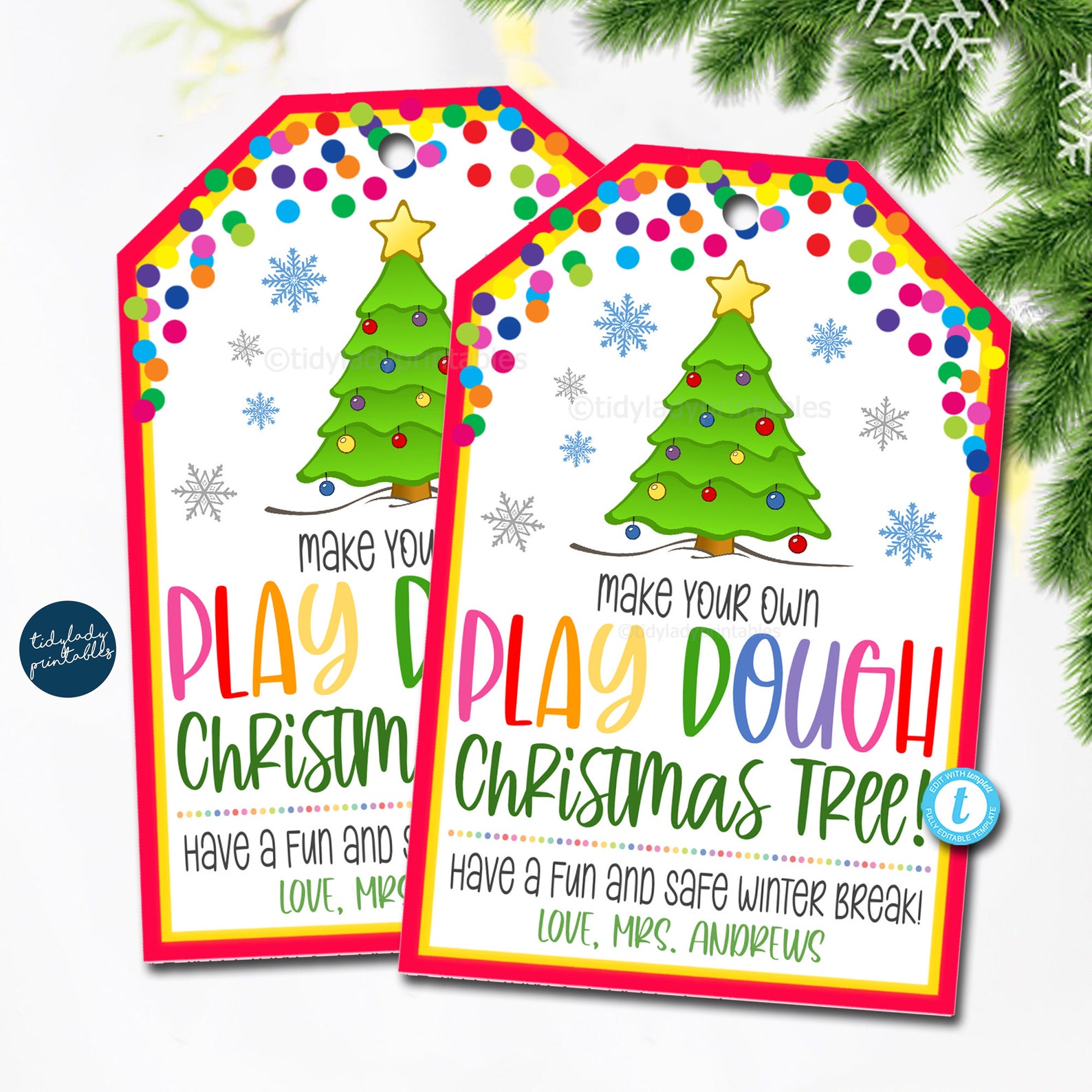 Make Your Own Play Dough Christmas Tree Gift Tags Printable - Etsy