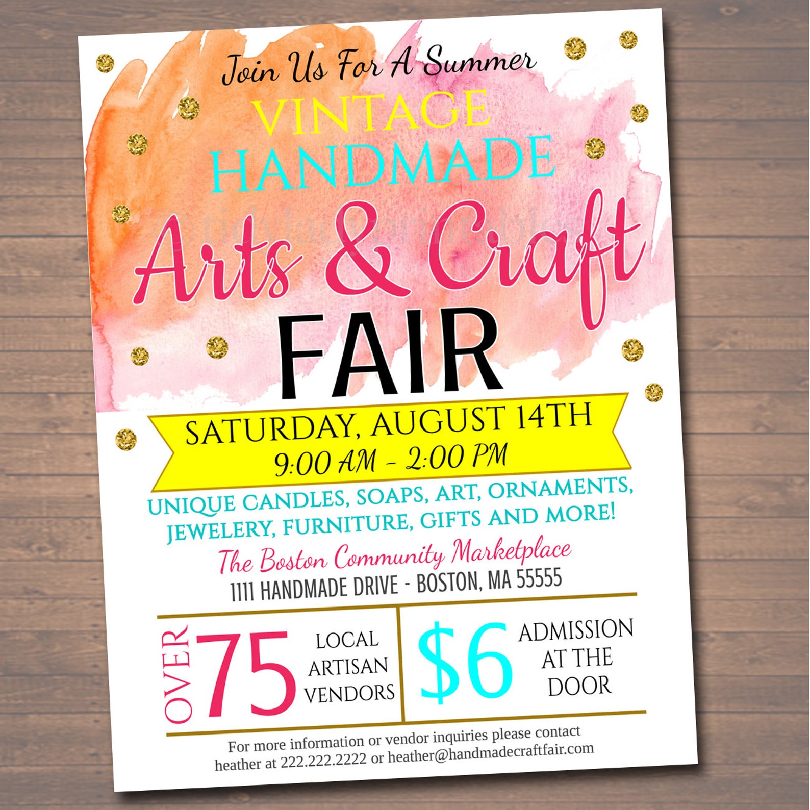 EDITABLE Craft Fair Flyer Spring Summer Craft Show Invitation - Etsy