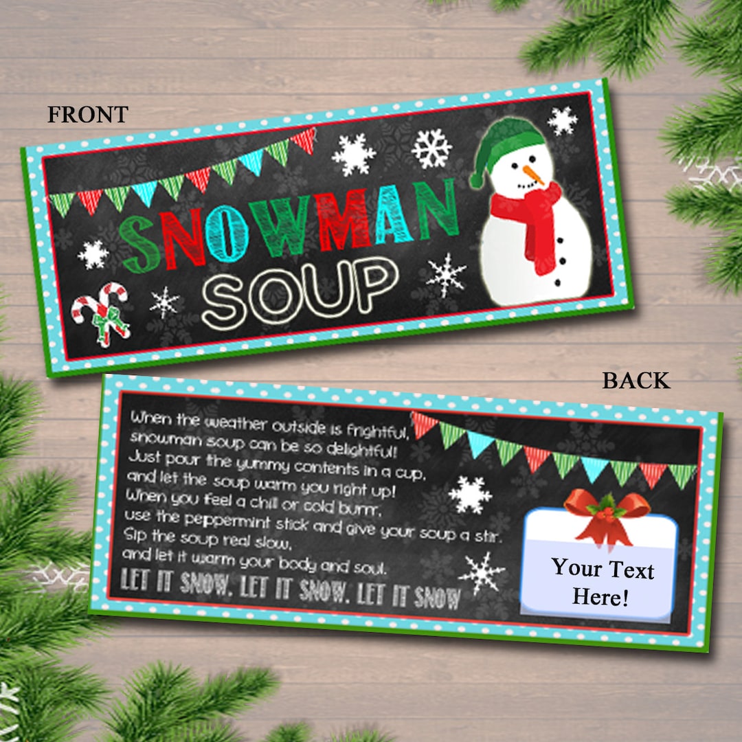 Editable Snowman Soup Bag Toppers: Christmas Hot Cocoa Tags (instant ...