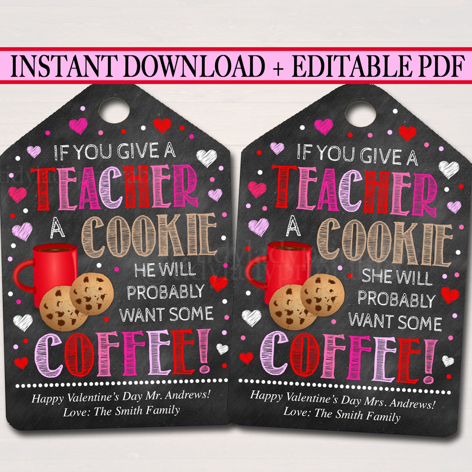 Teacher Valentine's Day Favor Tags Appreciation Labels - Etsy