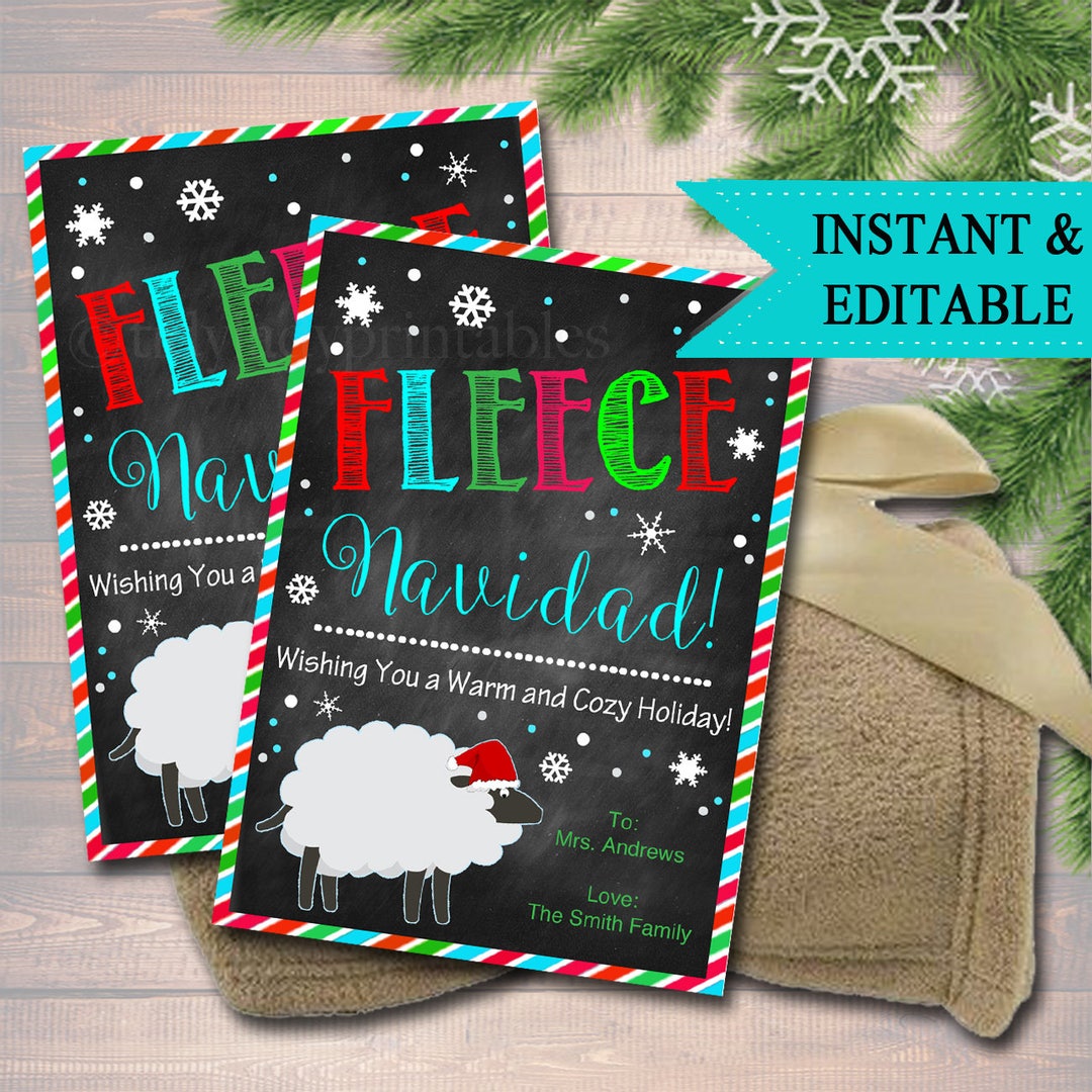 EDITABLE Fleece Navidad Christmas Gift Tags, Secret Santa, Office Staff ...