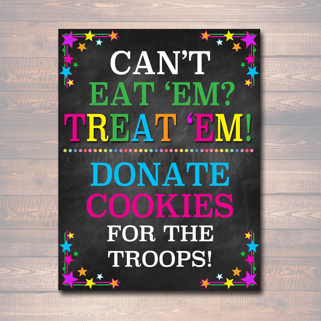 11x14 Cookie Booth Sign If You Can't Eat 'em Treat 'em, Donate Cookies ...