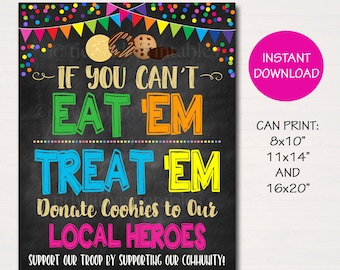 Cookie Booth Sign Printable If You Can't Eat 'em Treat 'em Donate ...