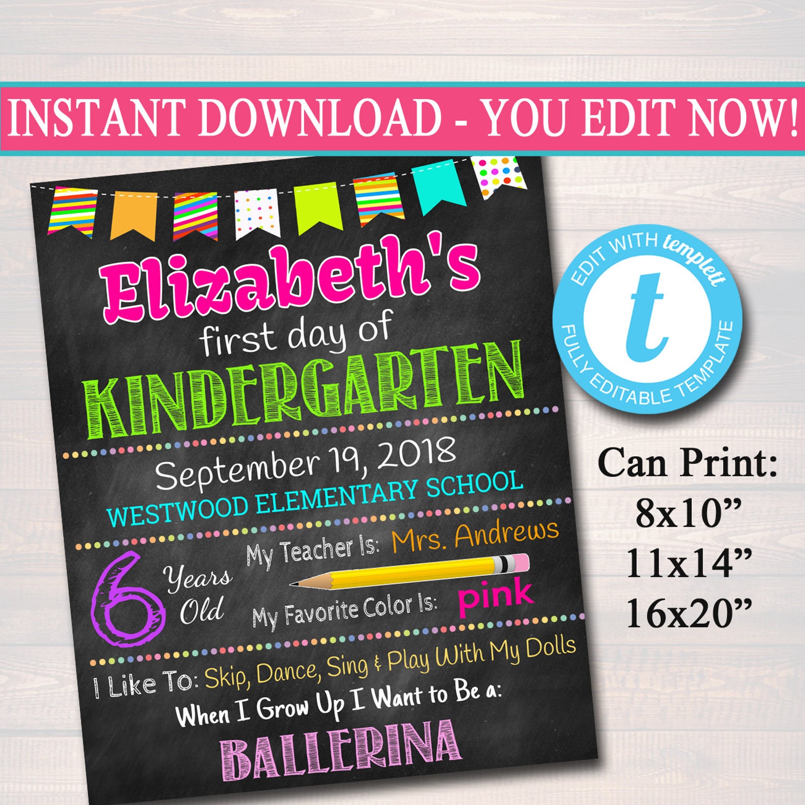 First Day of School Sign Back to School Chalkboard Poster - Etsy