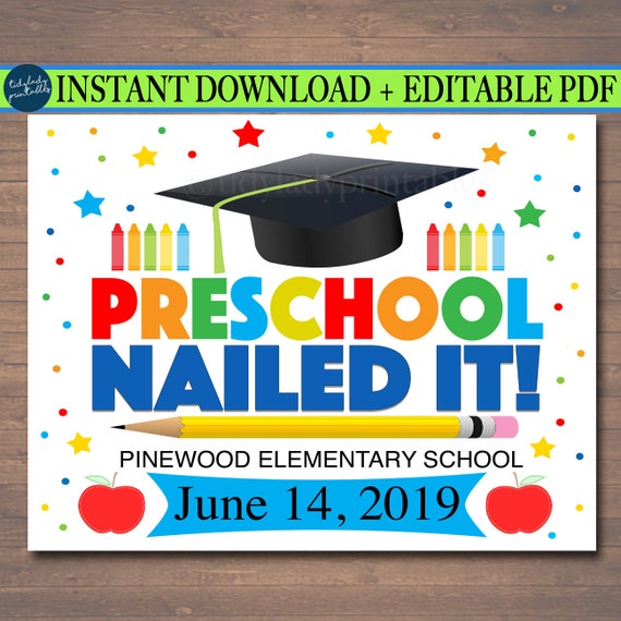 EDITABLE DATE Preschool Graduation Photo Prop, Last Day End of School ...
