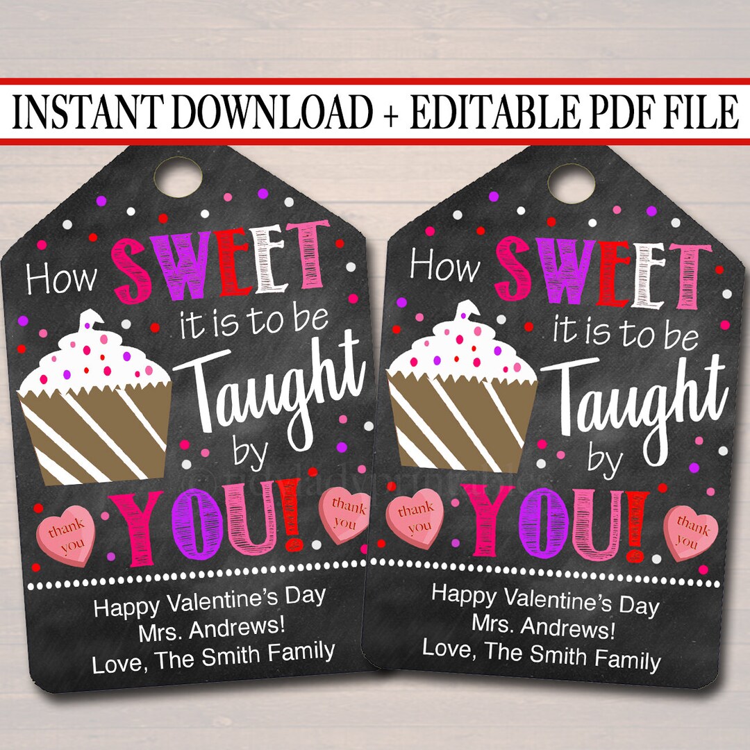 Teacher Valentine's Day Favor Tags, Appreciation Labels Printable ...