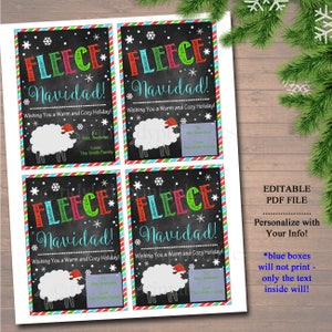 EDITABLE Fleece Navidad Christmas Gift Tags, Secret Santa, Office Staff ...