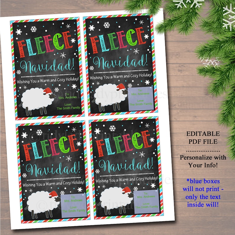 EDITABLE Fleece Navidad Christmas Gift Tags Secret Santa - Etsy