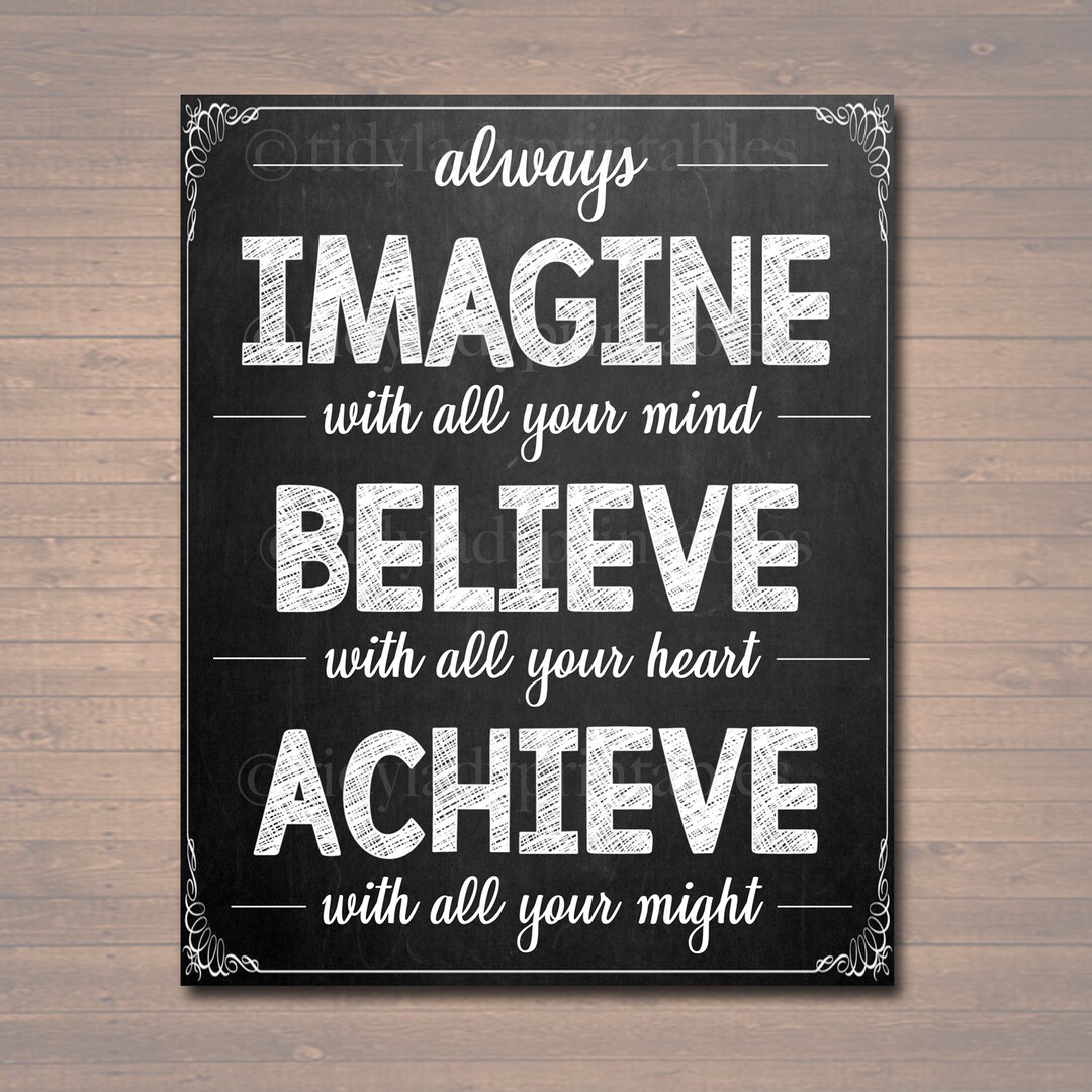 Classroom Decor School Classroom Poster, Imagine, Believe, Achieve ...