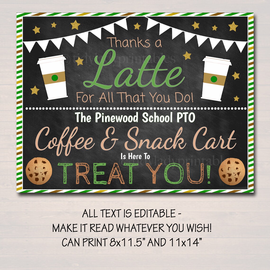 EDITABLE Coffee Cart and Room Service Door Hanger INSTANT | Etsy