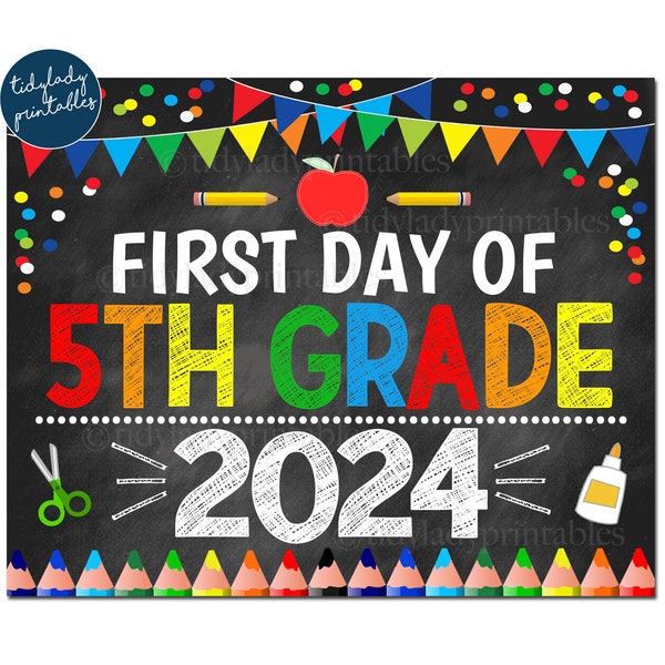 First Day of 5th Grade Sign 2024 5th Grade - Etsy
