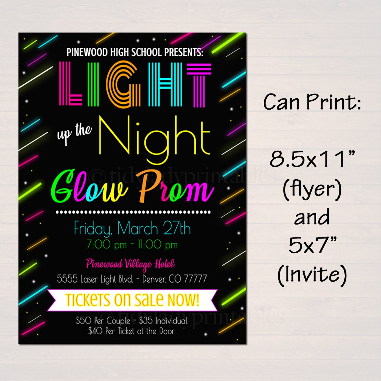 EDITABLE Prom Ticket/invite Flyer Set School Dance Digital - Etsy