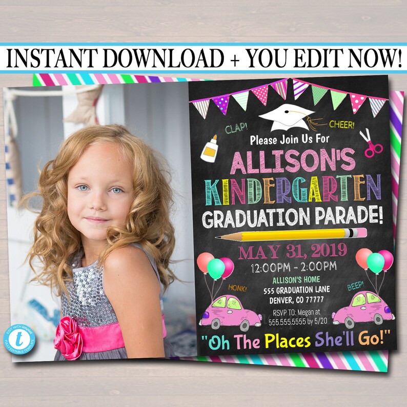 Drive by Graduation Parade Party Invitation Virtual Online - Etsy
