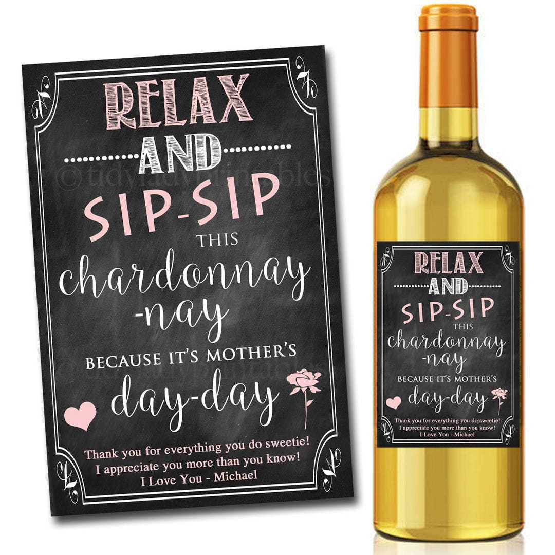 EDITABLE Mother's Day Wine Label, Personalized Mother's Day Gift ...