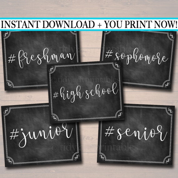 PRINTABLE Hashtag High School First Day School Class Year Photo Props ...