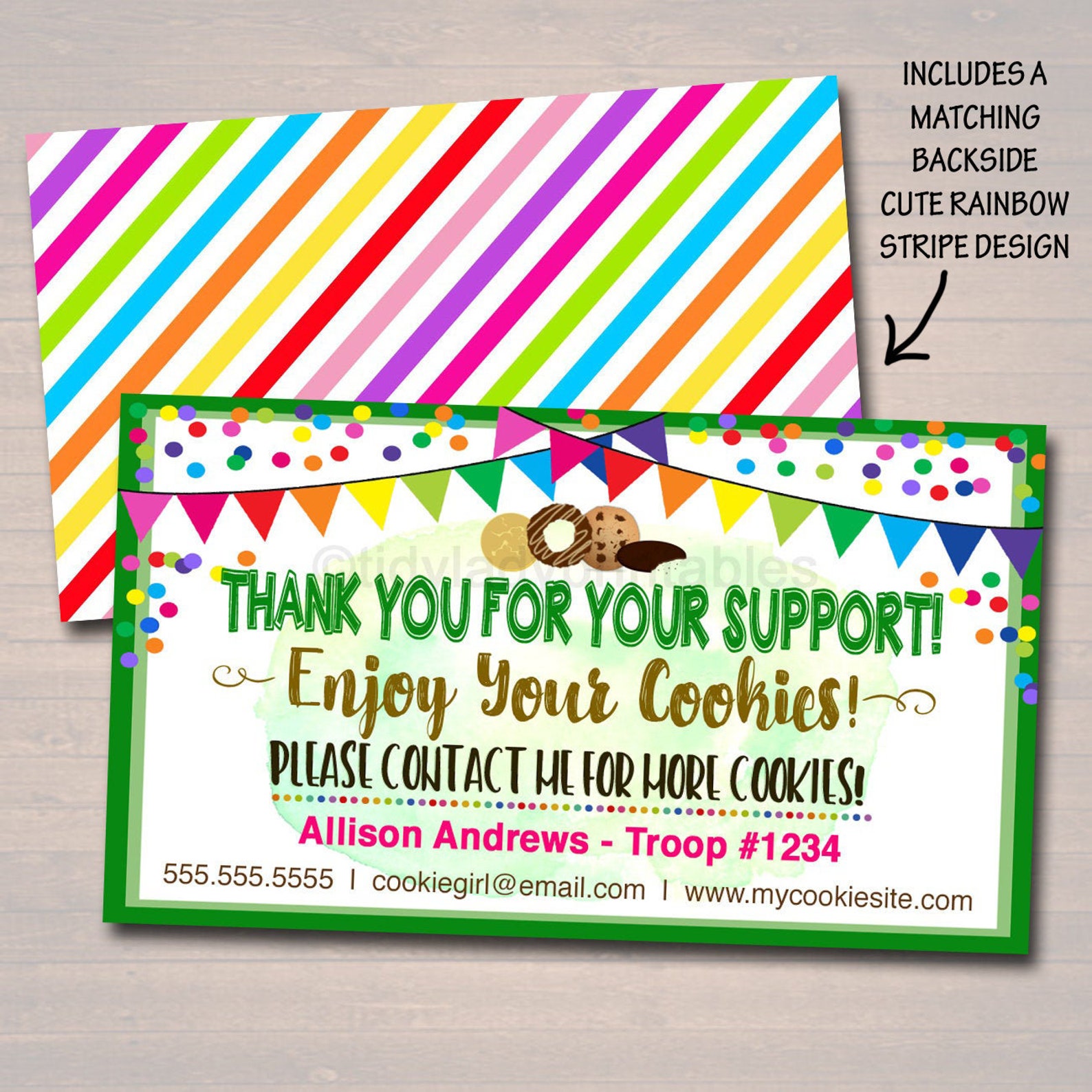 Printable/editable Scout Business Card Cookie Sales Thank You - Etsy