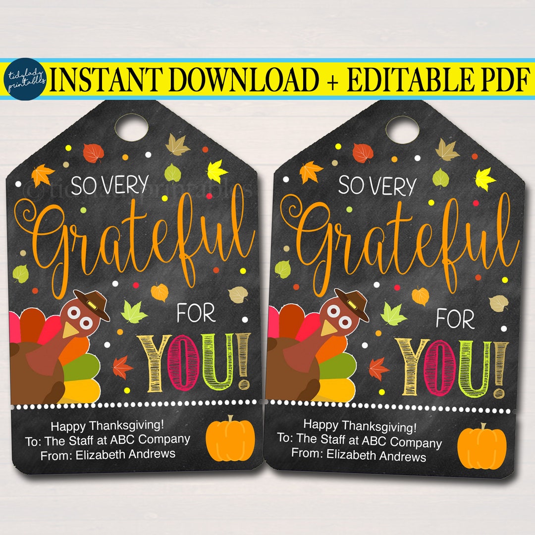 Thanksgiving Gift Tags, Grateful Thankful Blessed, Holiday Fall Staff ...