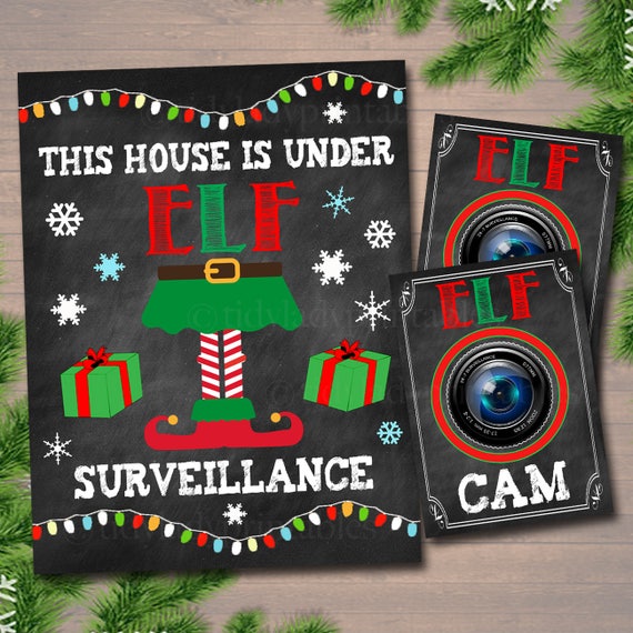 Elf Surveillance, House is Under Elf Surveillance, Kids Christmas Decor ...