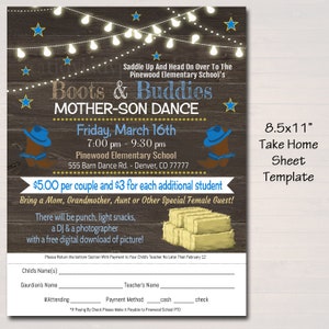 Mother Son Barn Dance Flyer Set: Western Boots (editable, Instant ...