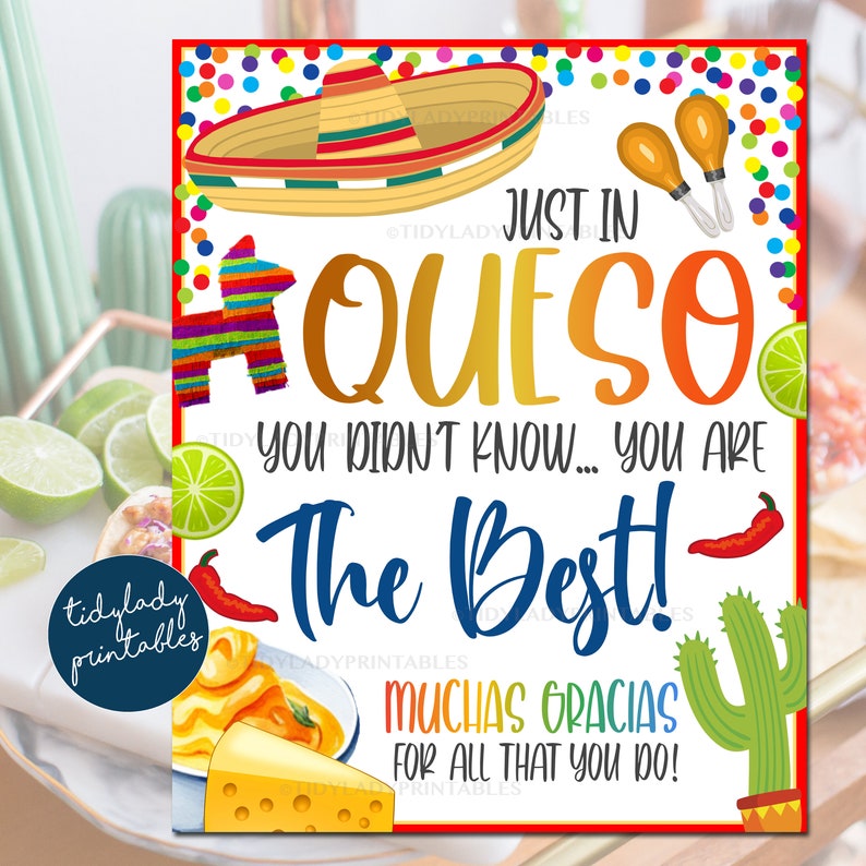 Queso Cheese Appreciation Printable Sign, Teacher Appreciation Week ...
