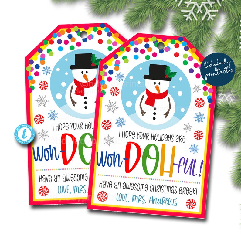 Christmas Gift Tags, Hope Your Holiday is Won-doh-ful Printable ...