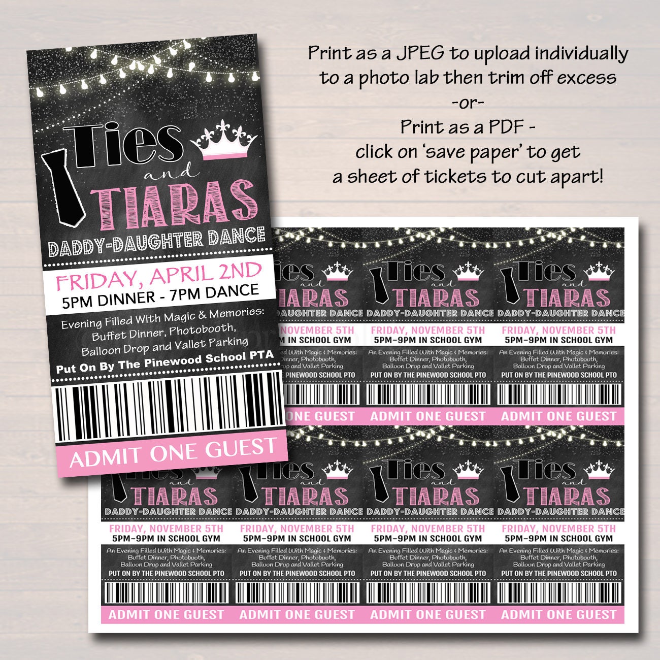 Daddy Daughter Dance Flyer Set: Ties & Tiaras, Editable (instant ...