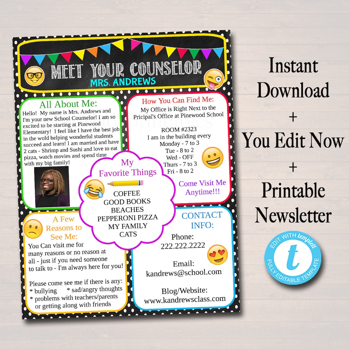 EDITABLE School Counselor Newsletter Template INSTANT - Etsy