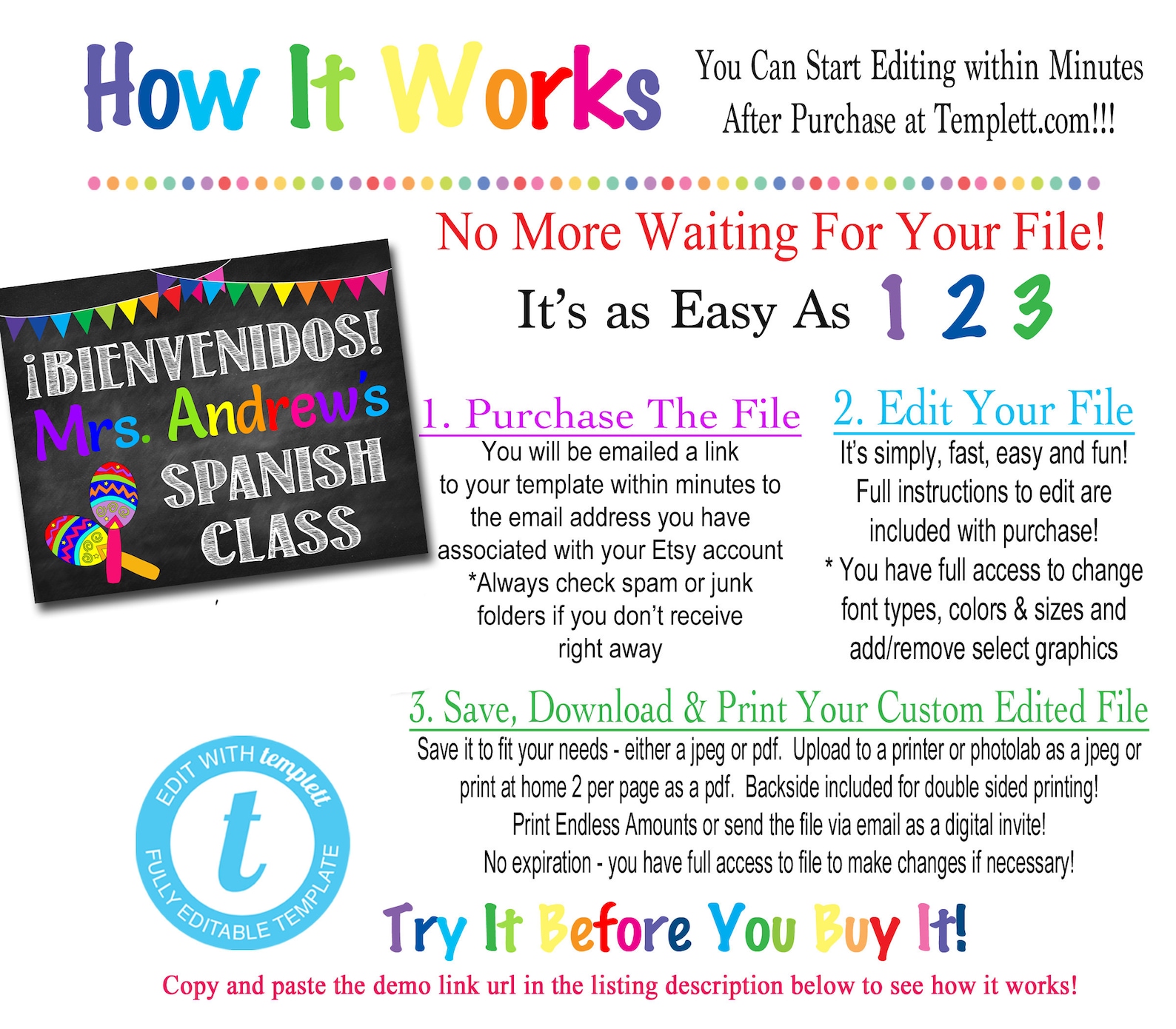 Bienvenido Spanish Classroom Door Sign: Custom Printable Decor (digital ...