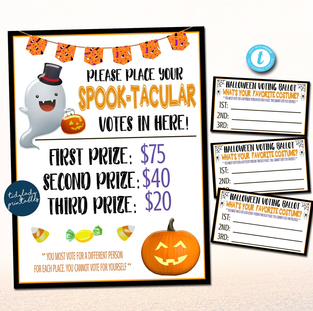 Editable Halloween Costume Contest Voting Sign & Ballot (printable) - Etsy