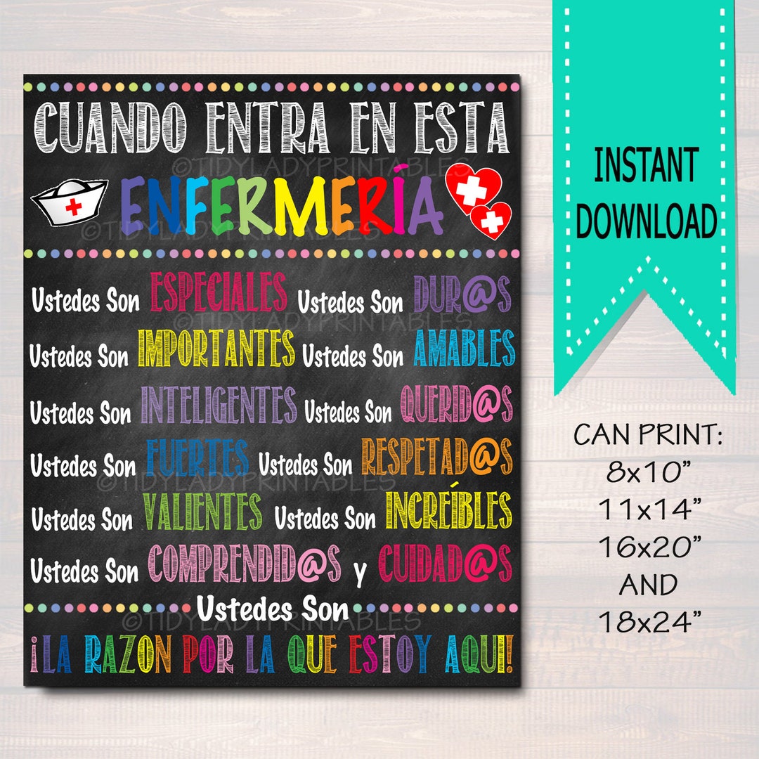 Printable Spanish School Health Office Pediatric Clinic Decor ...
