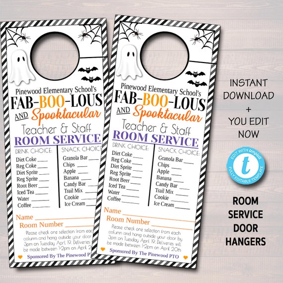 Halloween Room Service Door Hanger, Fabboolous and Spooktacular Staff ...