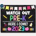 Watch Out Pre-k Here I Come Back to School Printable Back to - Etsy