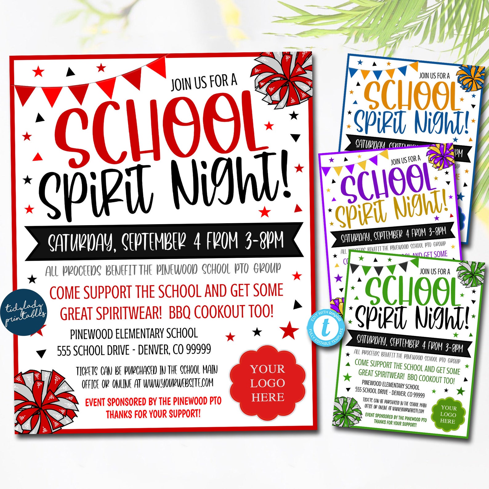 Editable School Spirit Flyer School Spirit Night Party Spirt - Etsy