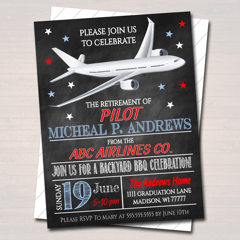 Pilot Retirement Invitation Air Force Invite Chalkboard - Etsy