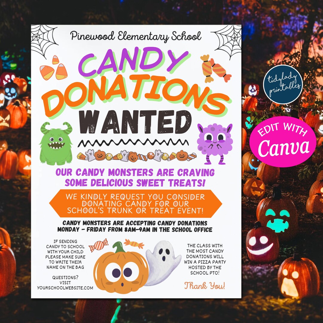 Editable Candy Donation Flyer Template for Trunk or Treat Halloween ...