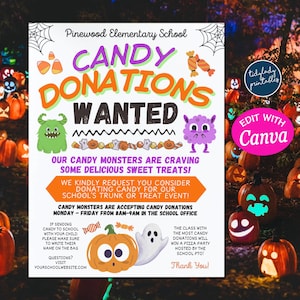Halloween Trunk or Treat Candy Donation Flyer - Etsy