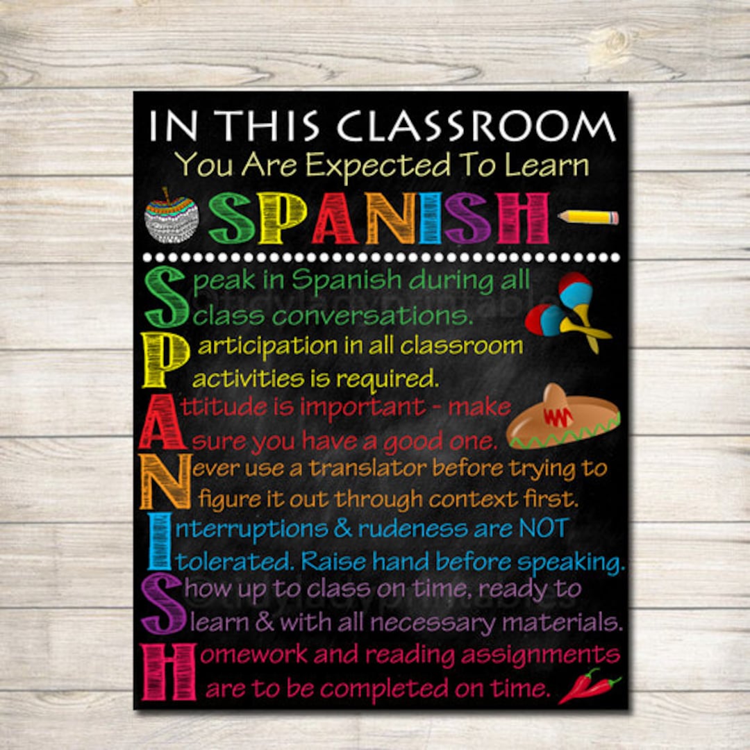 Spanish Classroom Rules Poster: High School Decor (digital Download) - Etsy
