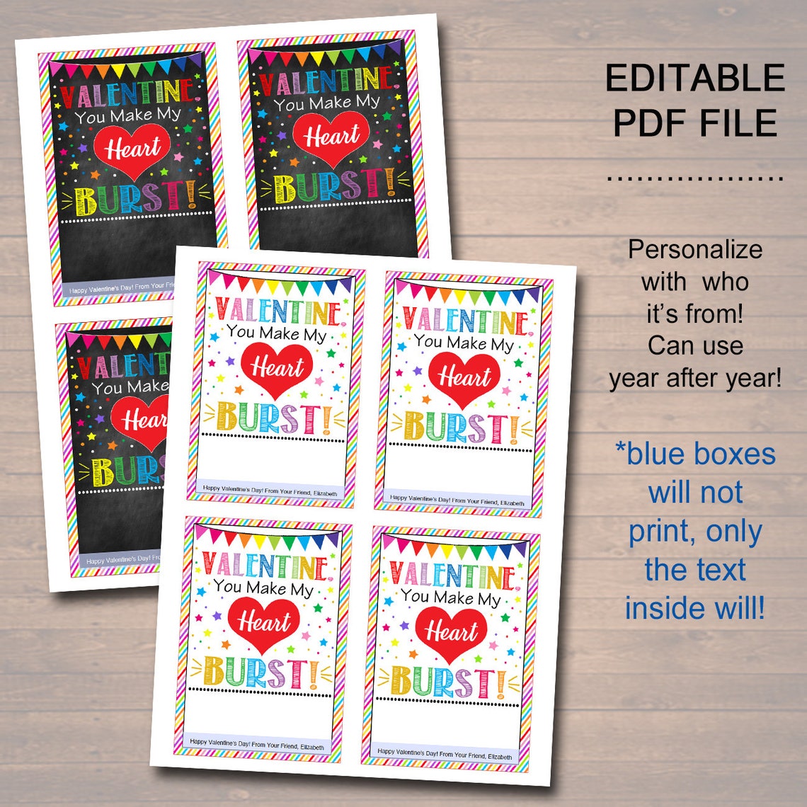 EDITABLE You Make My Heart Burst Valentine's Day Cards - Etsy